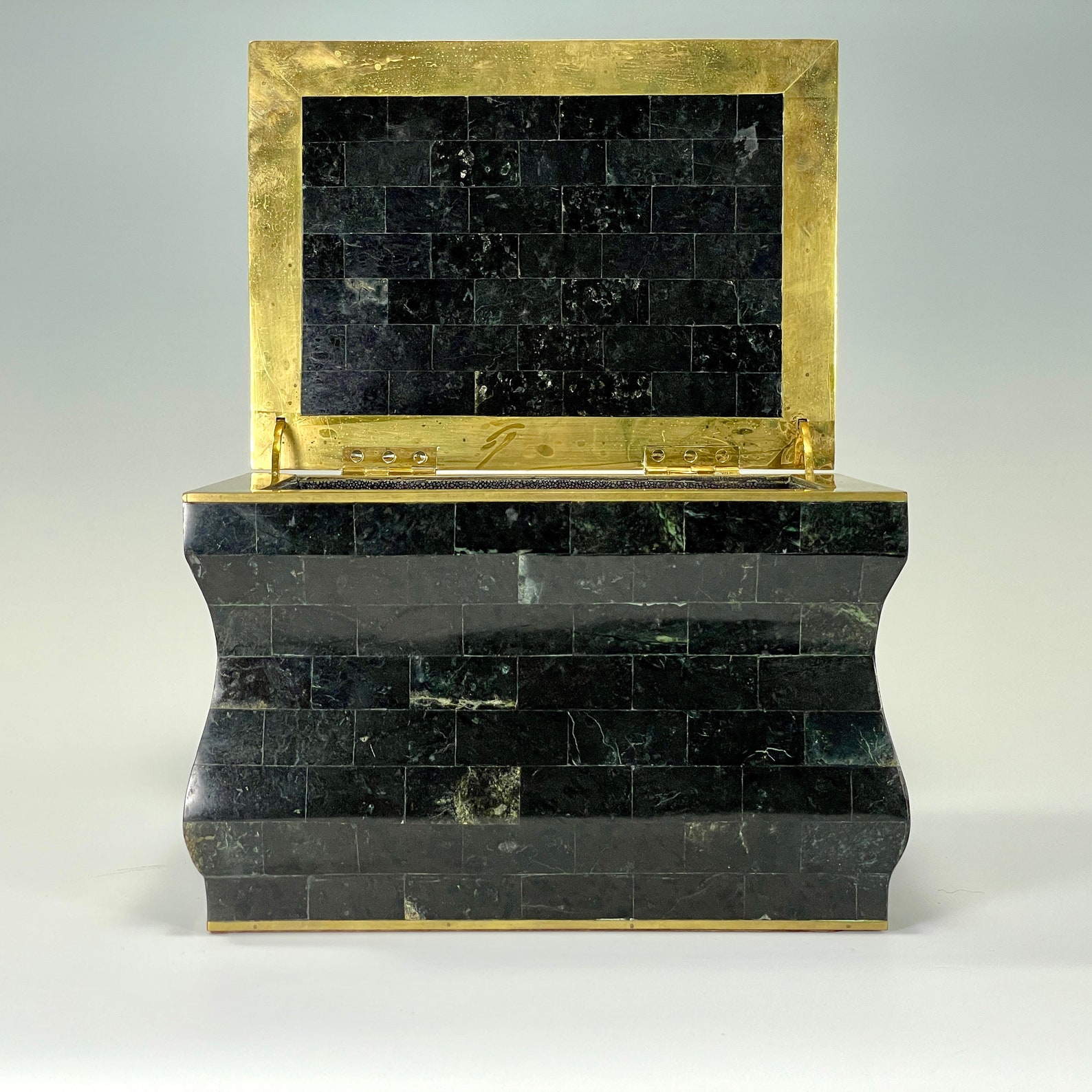 Signed Karl Springer Mid-century Tessellated Box With Shagreen Lined ...