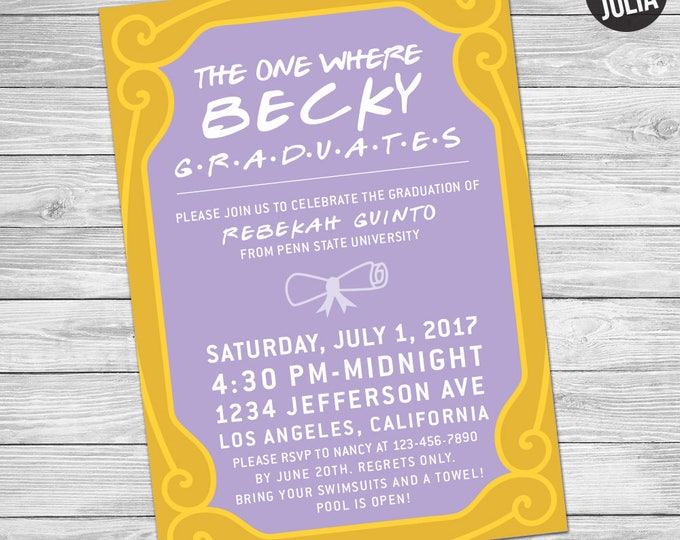 Friends TV Show Graduation Invitation / Friends TV Invite / Graduation ...