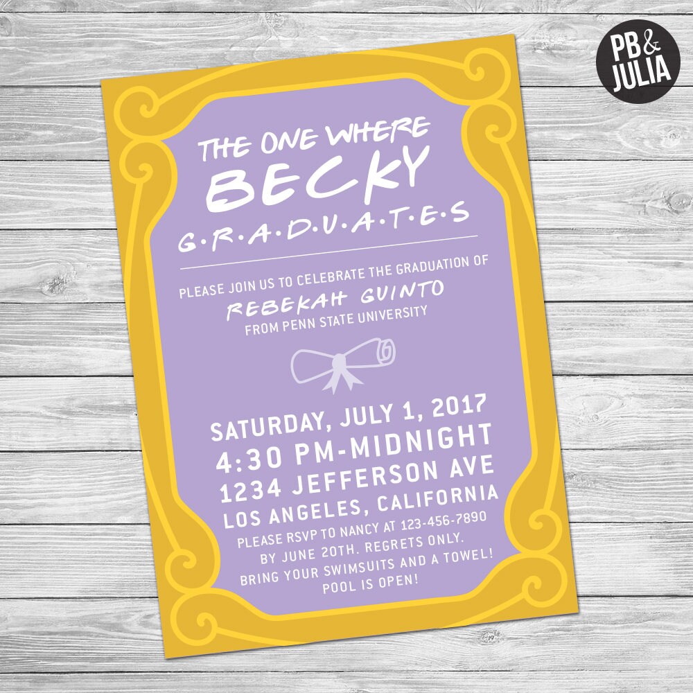 Friends TV Show Graduation Invitation / Friends TV invite / | Etsy