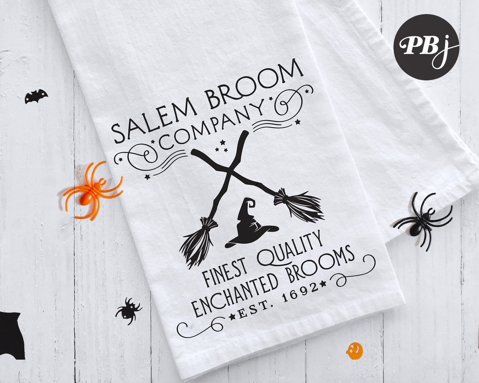 Salem Broom Company Tea Towel / Halloween / Hocus Pocus / | Etsy
