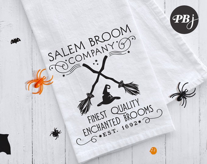 Salem Broom Company Tea Towel / Halloween / Hocus Pocus / Salem Witches ...