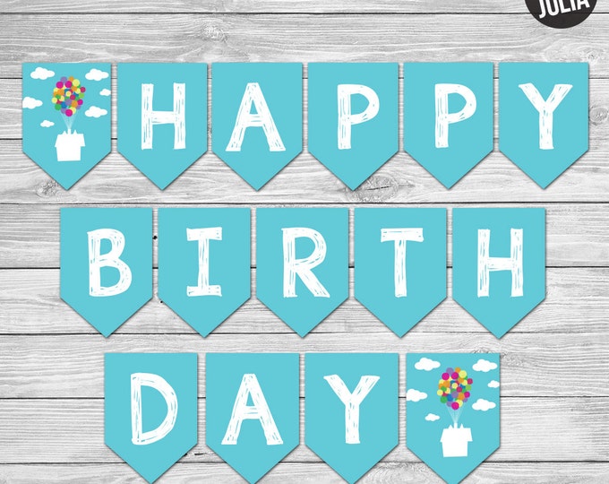 Disney UP Happy Birthday Banner / UP Birthday Decor / Disney Birthday ...