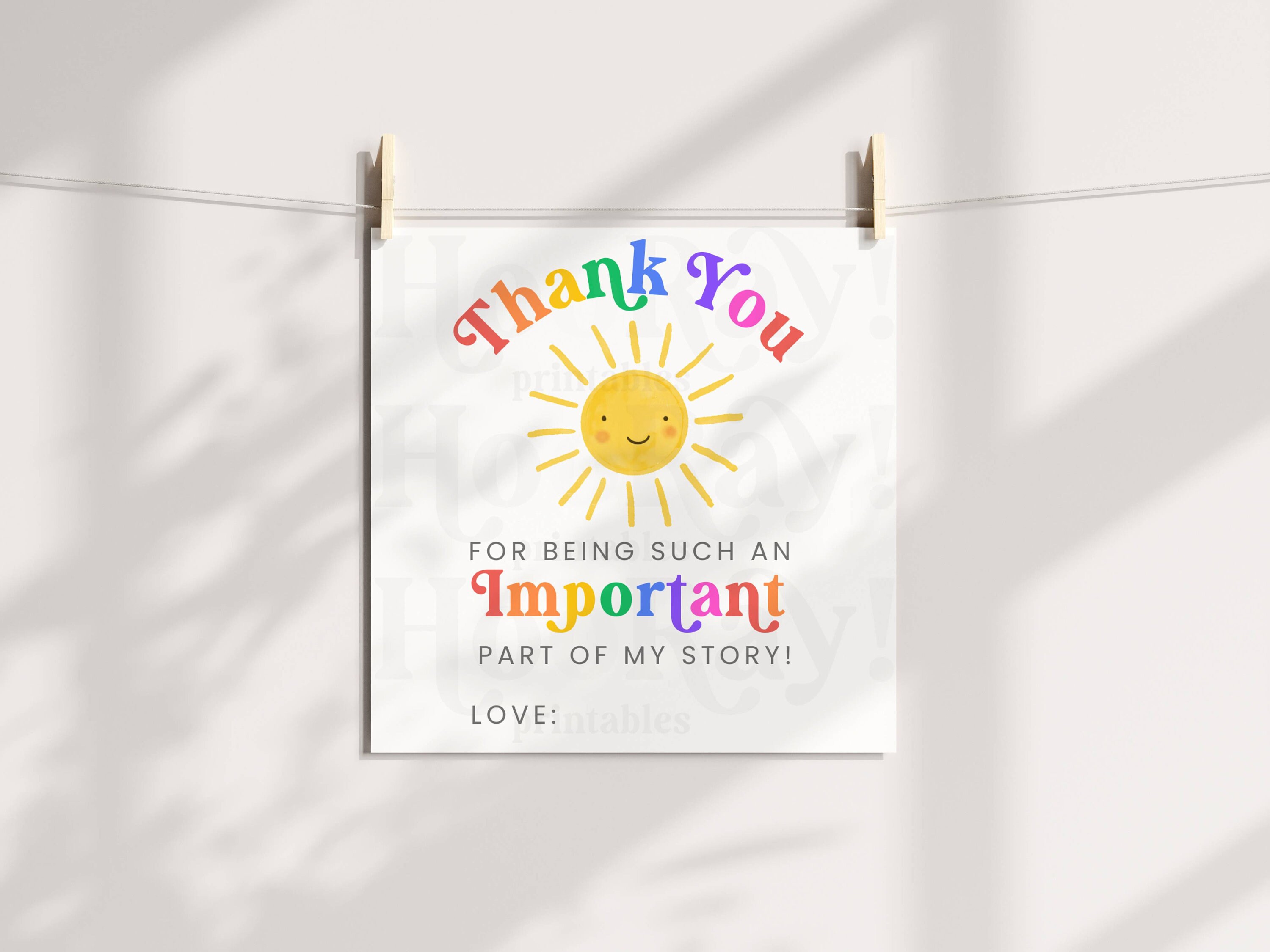 Thank You for Being Part of My Story Gift Tag Printable, Sunshine ...