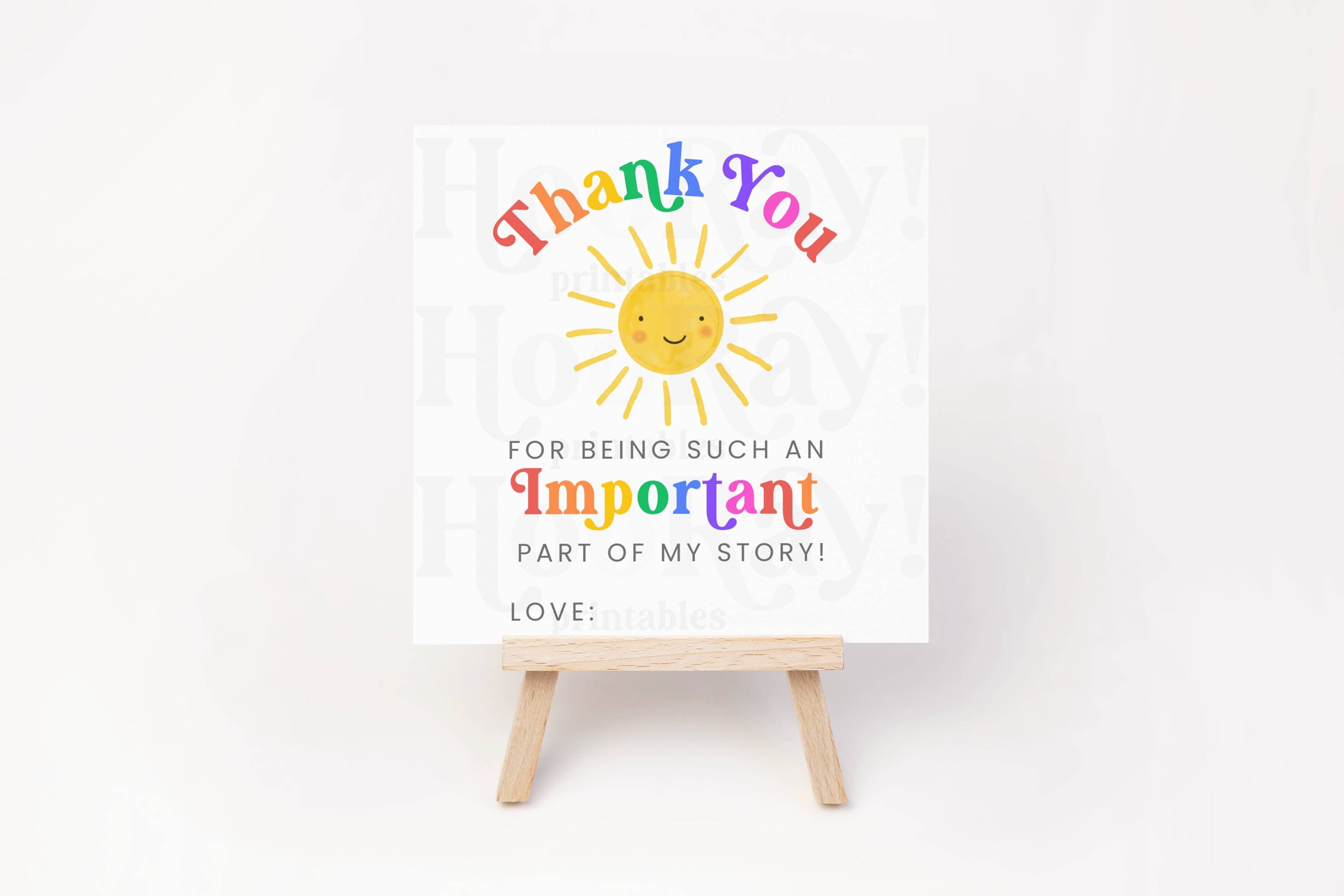Thank You for Being Part of My Story Gift Tag Printable, Sunshine ...