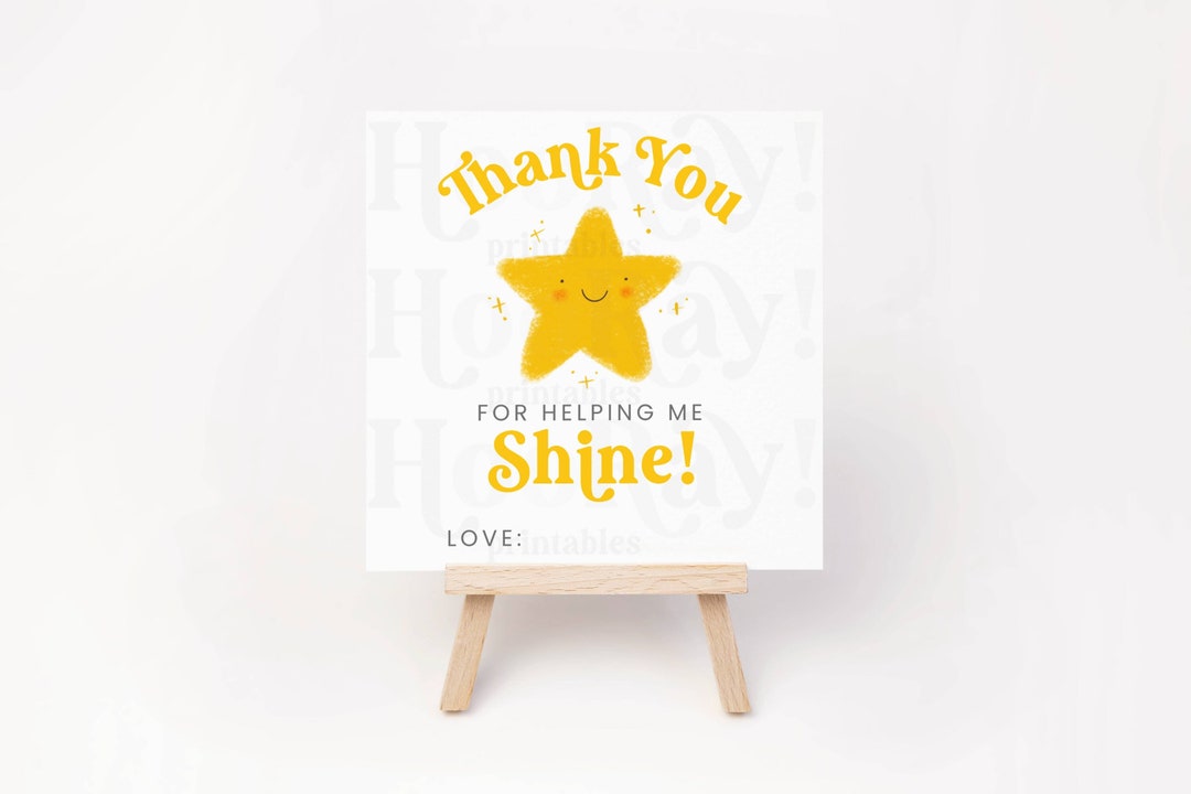Star Teacher Appreciation Gift Tag Printable, Thank You for Helping Me ...