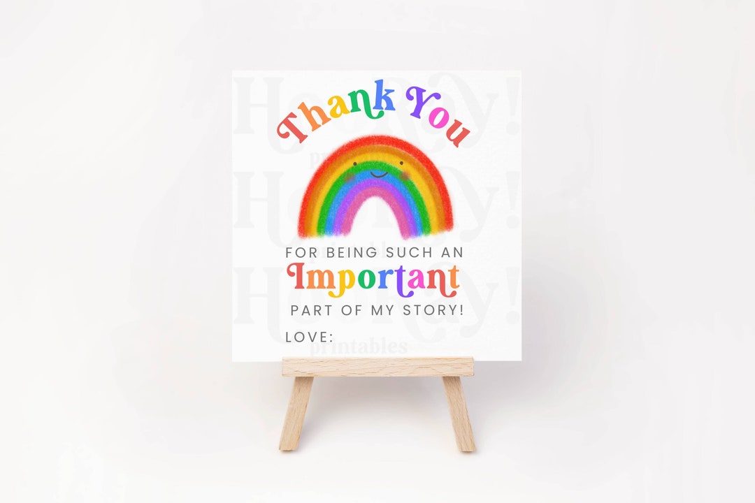 Rainbow Gift Tag Printable, Teacher Appreciation Week, Thank You for ...
