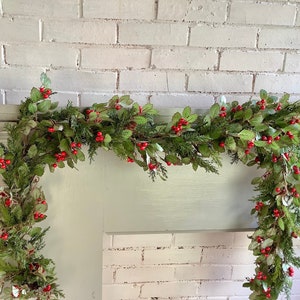 Christmas Holly Berry Garland Christmas Garland Red and - Etsy