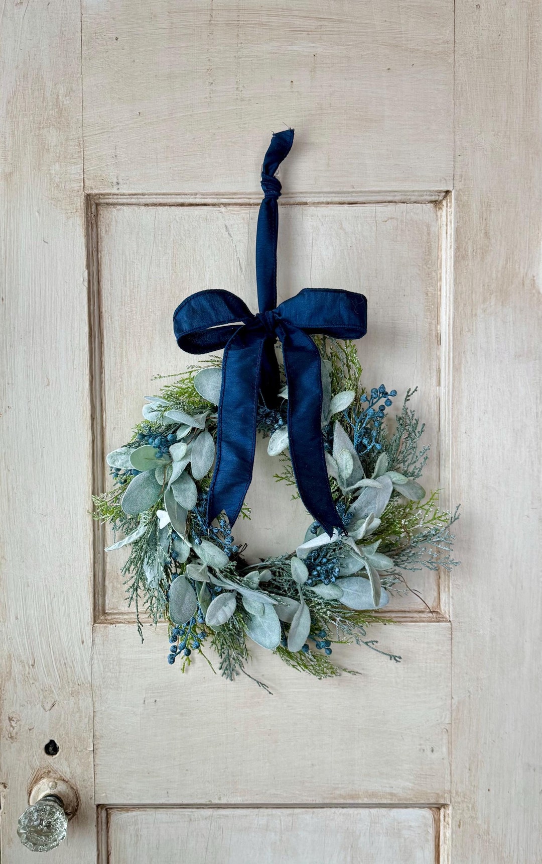 Blue Winter Wreath, Blue Juniper Berry Wreath, Blue Christmas Decor ...