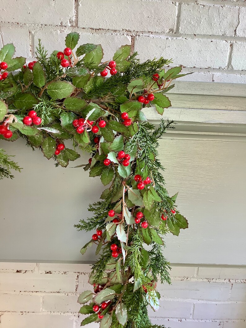 Christmas Holly Berry Garland Christmas Garland Red and - Etsy