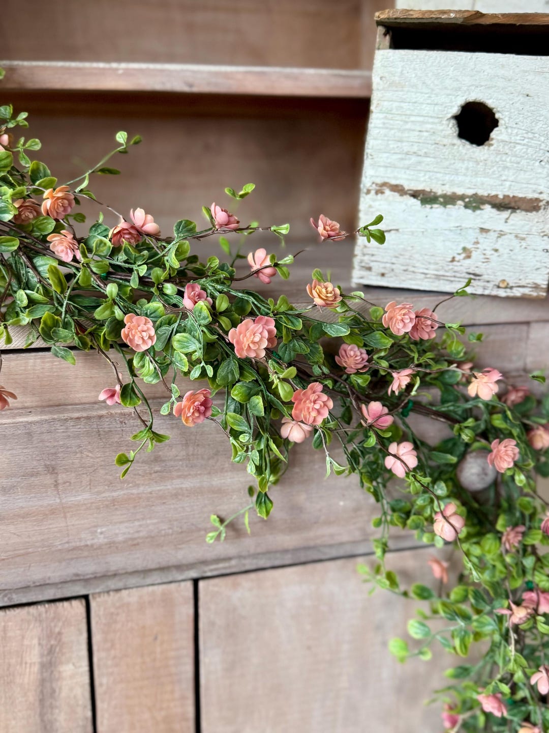 Pink Floral Vine Garland, Spring and Summer Faux Flower Garland ...