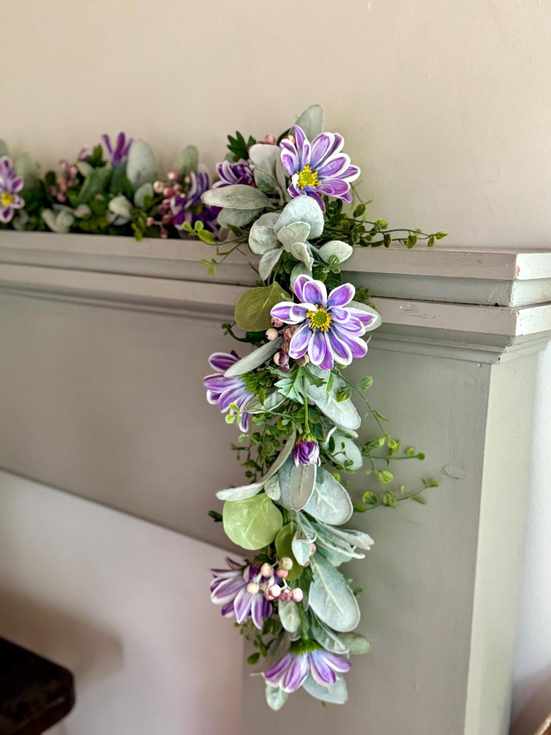 Spring Floral Garland, Purple Garland, Summer Garland for Fireplace ...