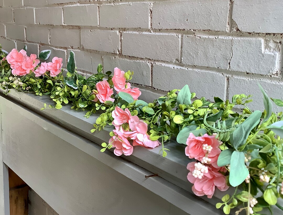 Pink Mothers Day Garland, Spring Floral Garland, Summer Garland for ...