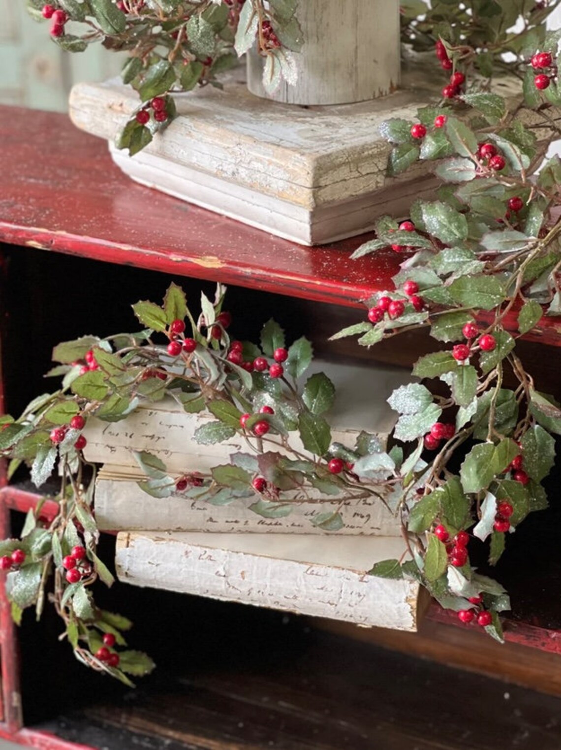 Christmas Holly Berry Garland Christmas Holly Garland Red - Etsy