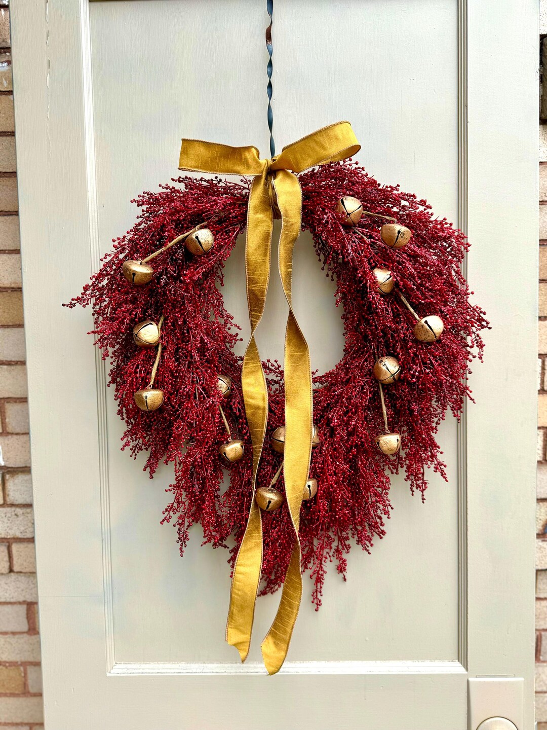 Red Berry Wreath, Winter Red Berry Wreath, Christmas Bell Wreath ...