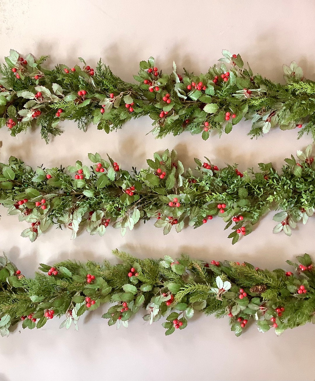 Christmas Holly Berry Garland Christmas Garland Red and - Etsy