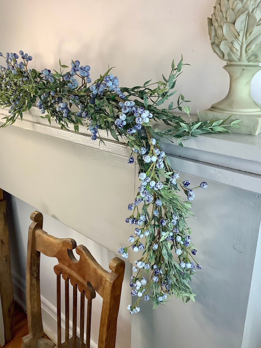 Blueberry Garland, Easter Decor, Blue Spring Garland, Summer Garland ...