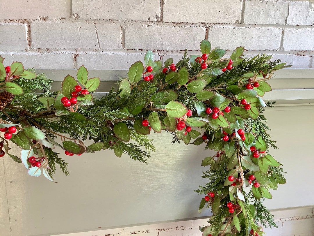Christmas Holly Berry Garland Christmas Garland Red and - Etsy