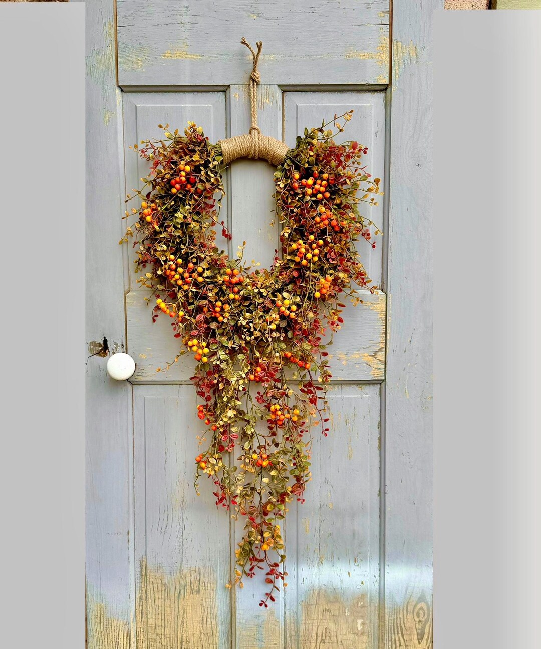 Hanging Fall Wreath for Front Door, Bog Pimpernel Wreath, Autumn Wreath ...
