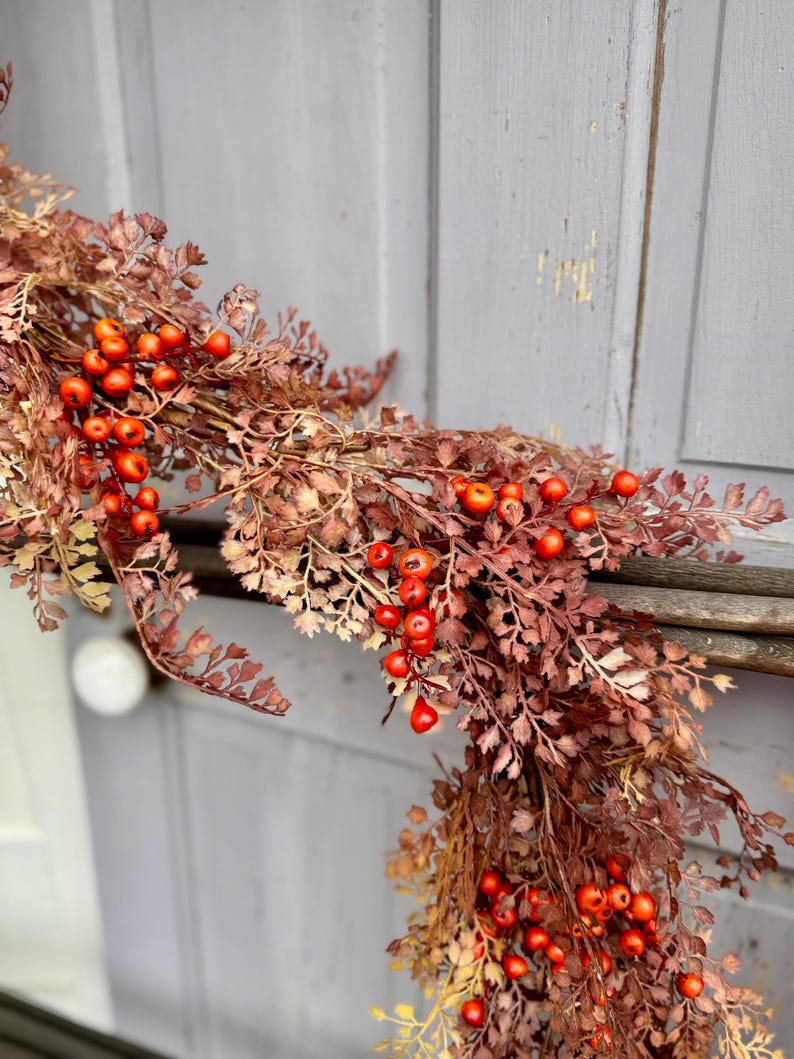 Fall Fern Garland, Fall Berry Garland, Fall Beige Garland, Boho Fall ...