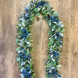 Blueberry Garland, Lambs Ear Garland, Spring Summer Garland, Fireplace ...
