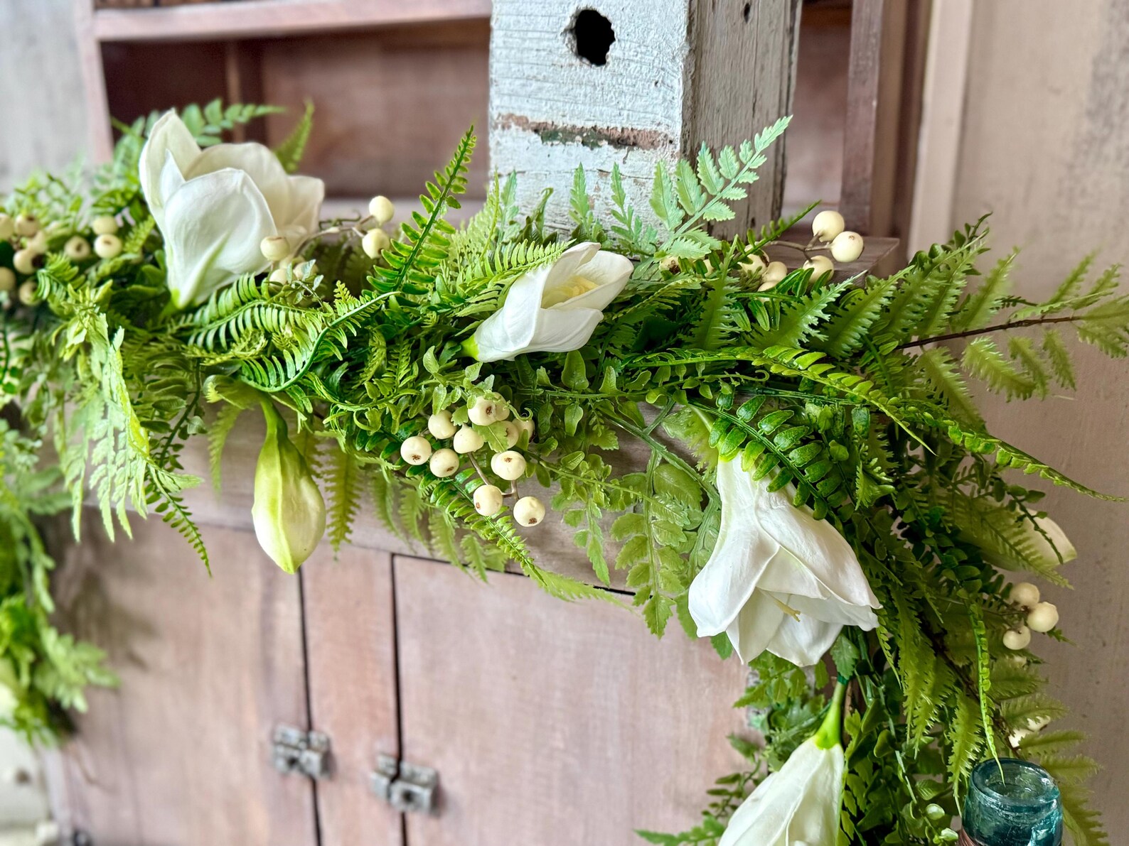 Fern Garland, White Easter Lily Garland, Summer Garland, Spring Garland ...