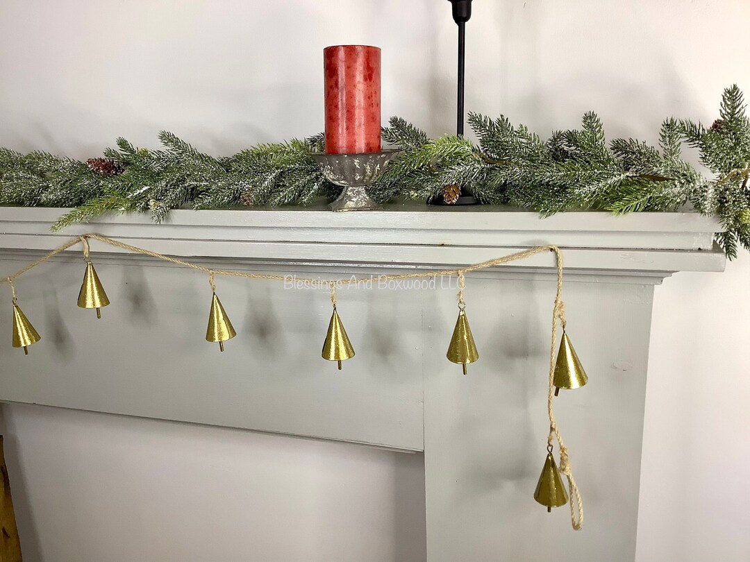 Jingle Bells Garland, Sleigh Bells Garland, Bells on a Rope, Gold Bells ...