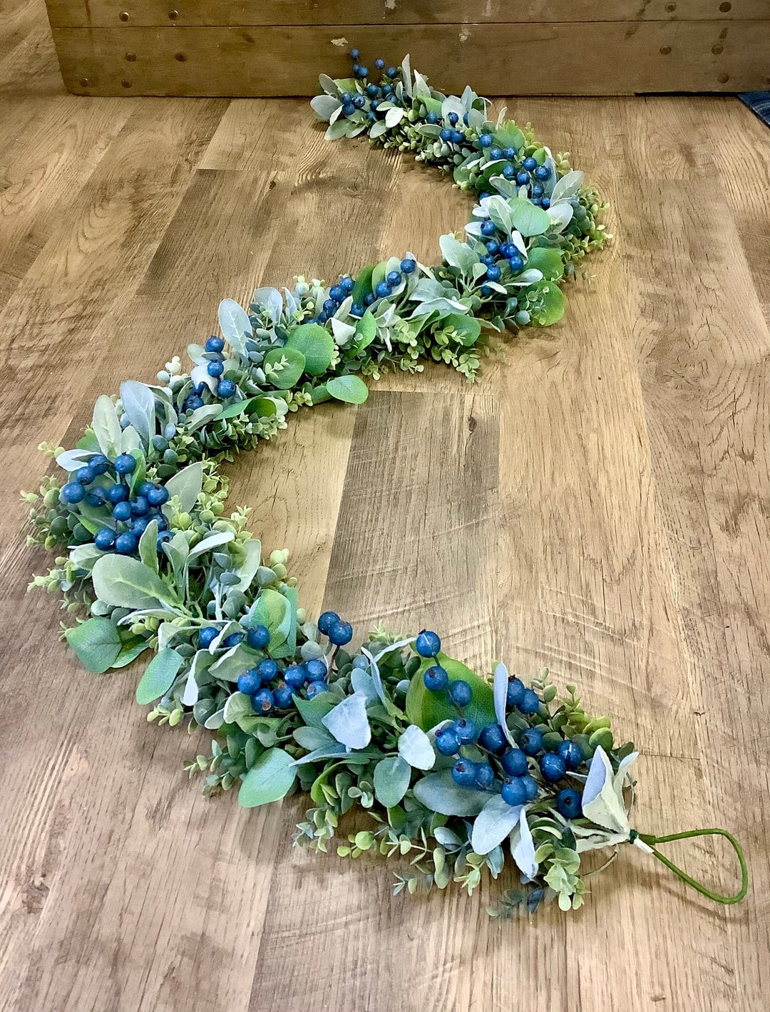 Blueberry Garland, Lambs Ear Garland, Spring Summer Garland, Fireplace ...