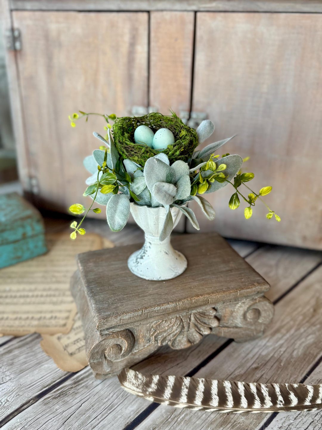 Bird Nest Arrangement, French Country Spring Arrangement, Easter Table ...