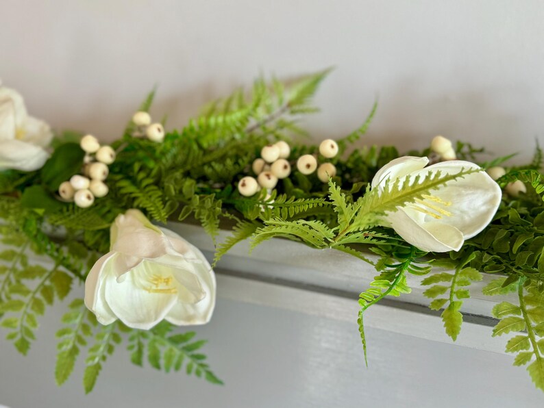 Fern Garland, White Easter Lily Garland, Summer Garland, Spring Garland ...