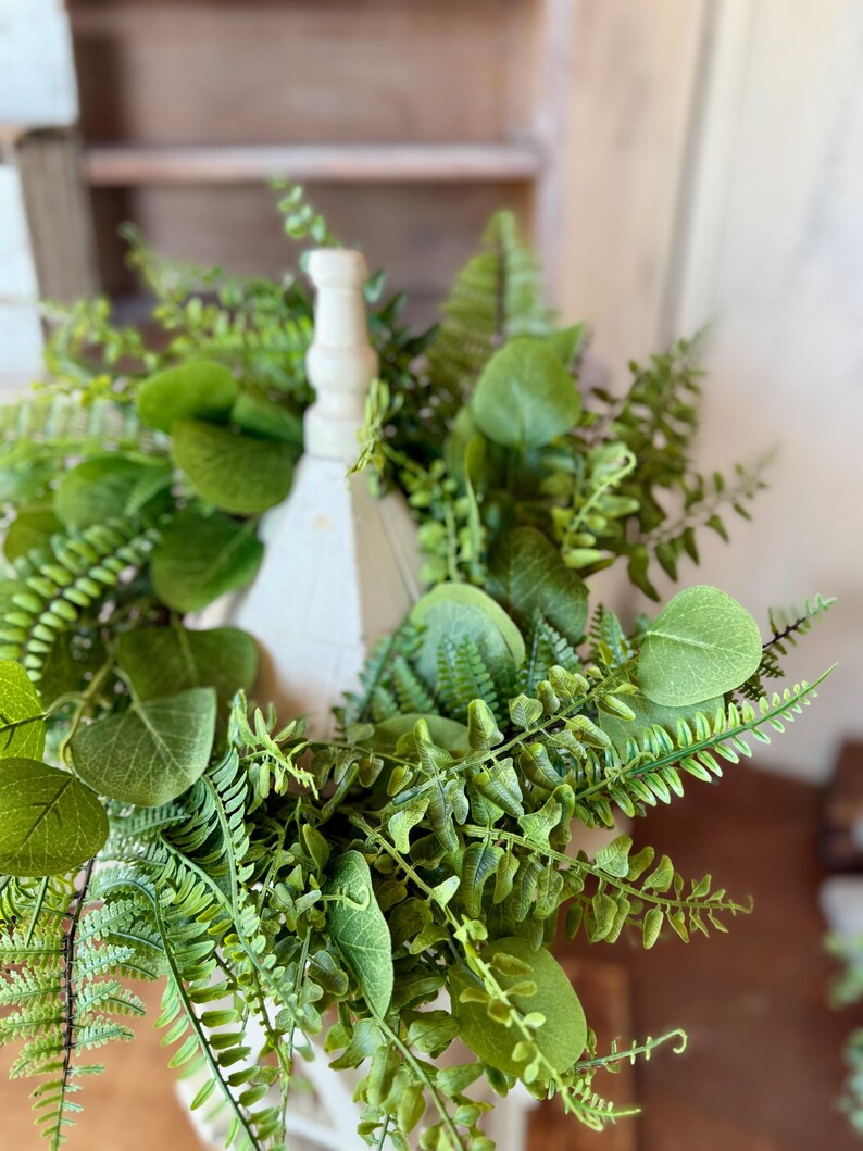 Green Fern Wreath, Summer Candle Wreath, Greenery Decor, Porch Wreath ...