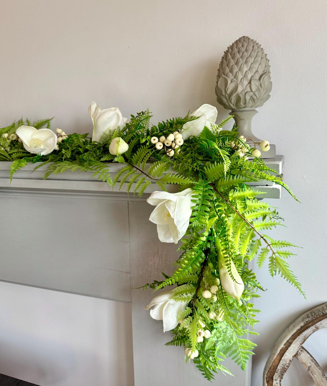 Fern Garland, White Easter Lily Garland, Summer Garland, Spring Garland ...