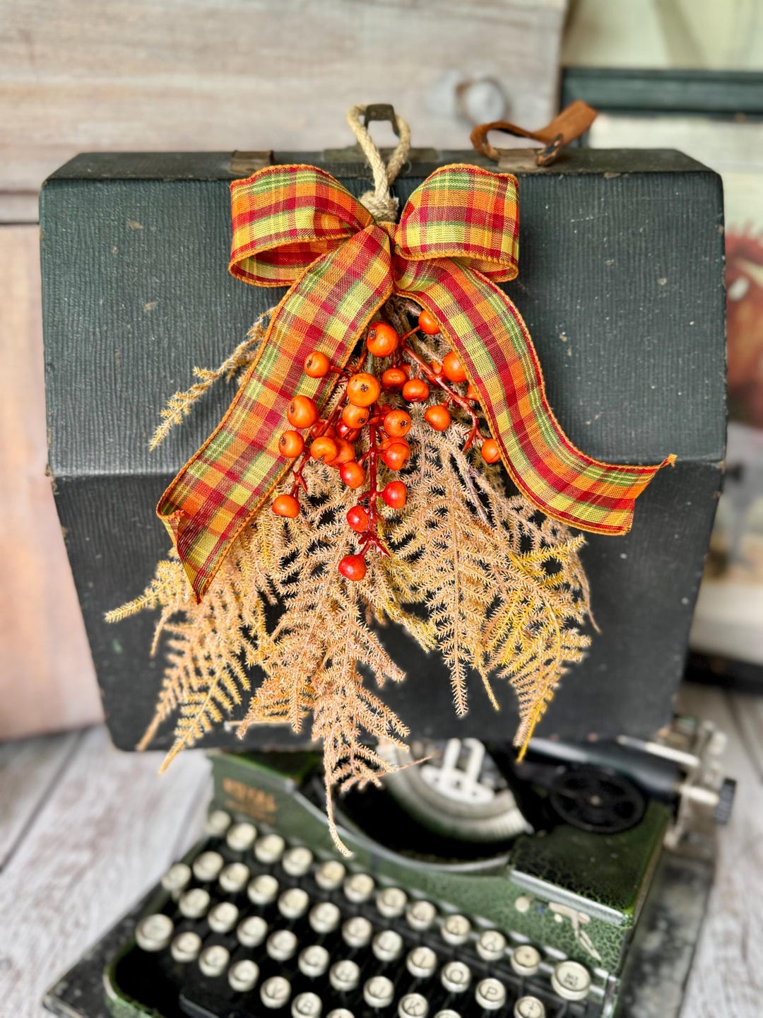 NEW 2025! Mini Fall Swag Wreath, Beige Fern Fall Swag, Fall Berry Swag ...