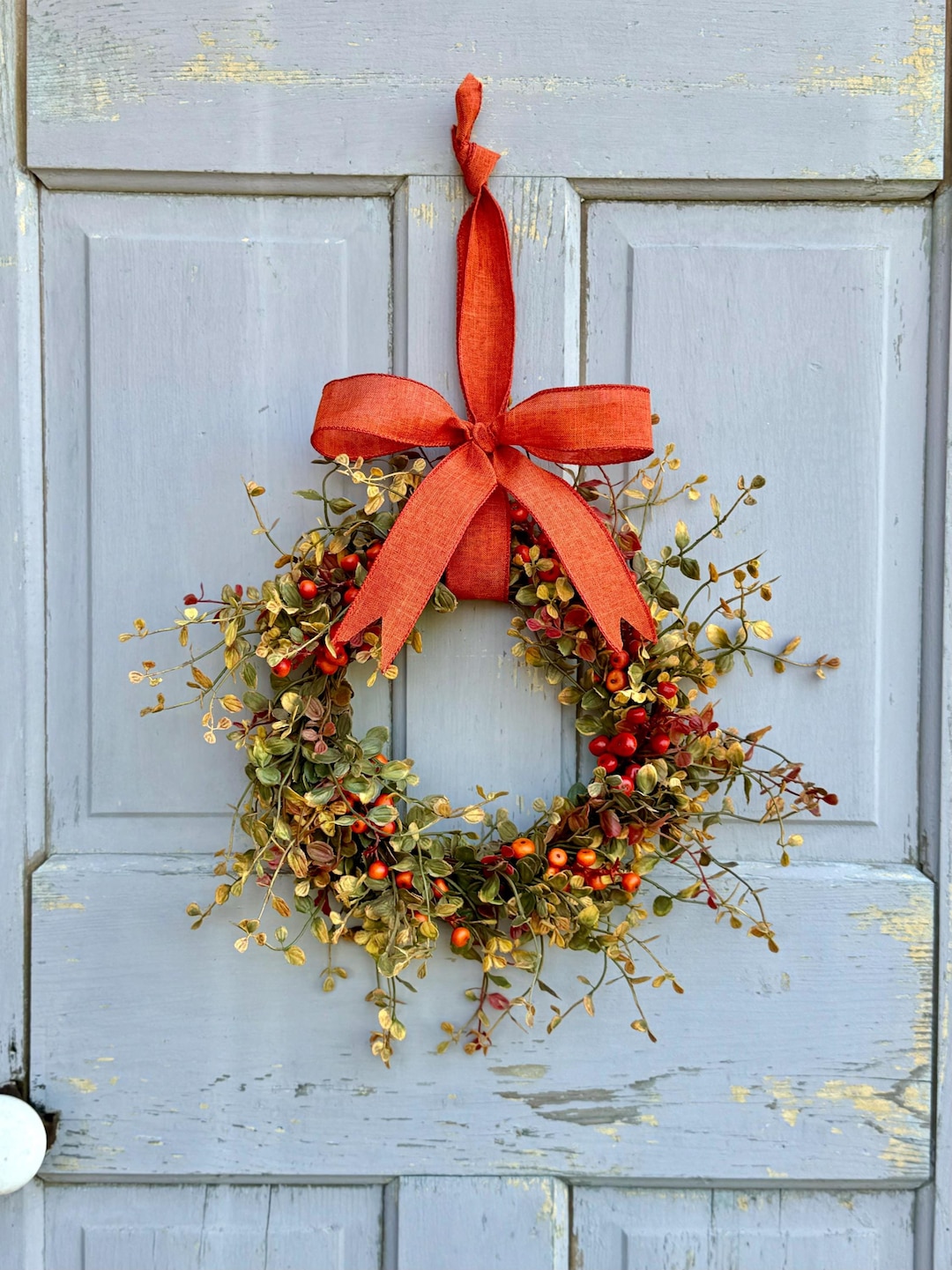 Fall Berry Candle Wreath, Thanksgiving Harvest Decor, Kitchen Cabinet ...
