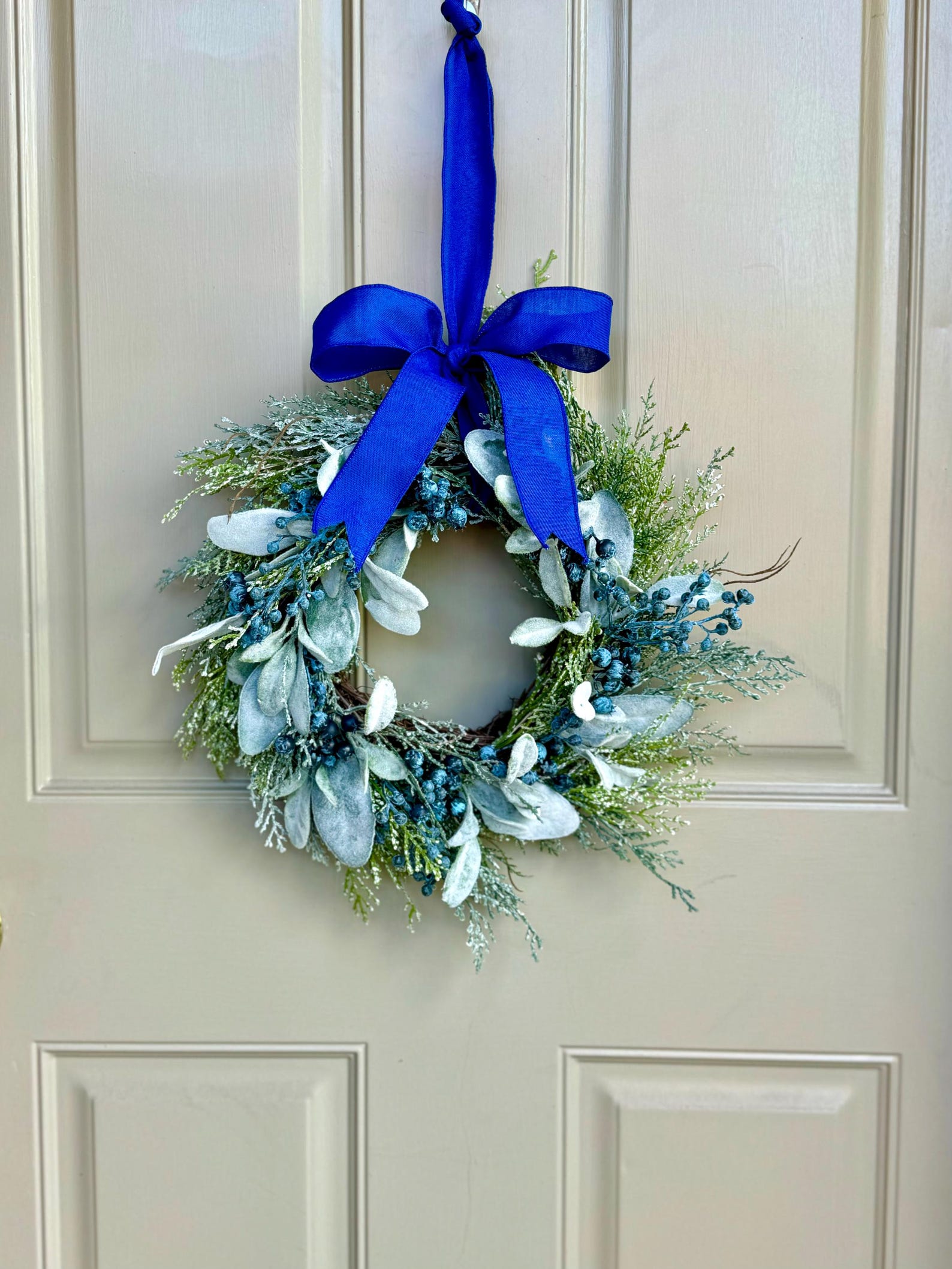 Blue Winter Wreath, Blue Juniper Berry Wreath, Blue Christmas Decor ...