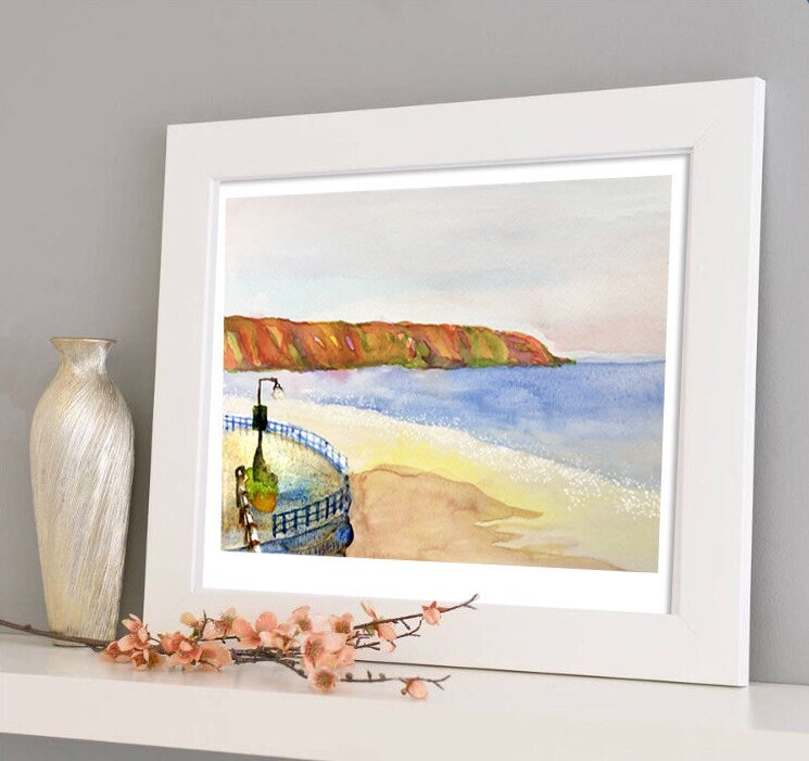 FILEY BEACH Print. Watercolour Artwork of North Yorkshire - Etsy UK