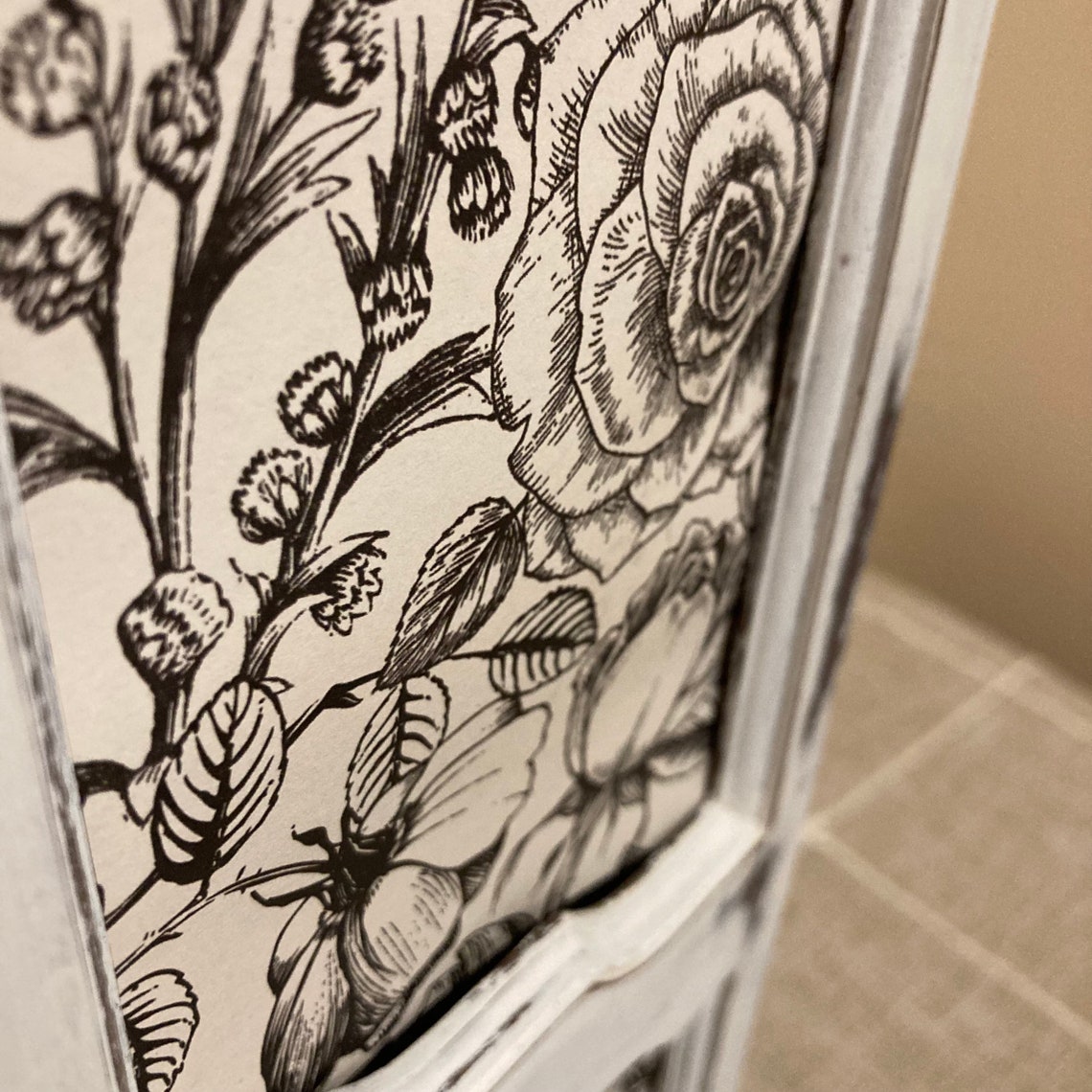 Hand Painted Chest Distressed Box Unique White and Black Rose - Etsy