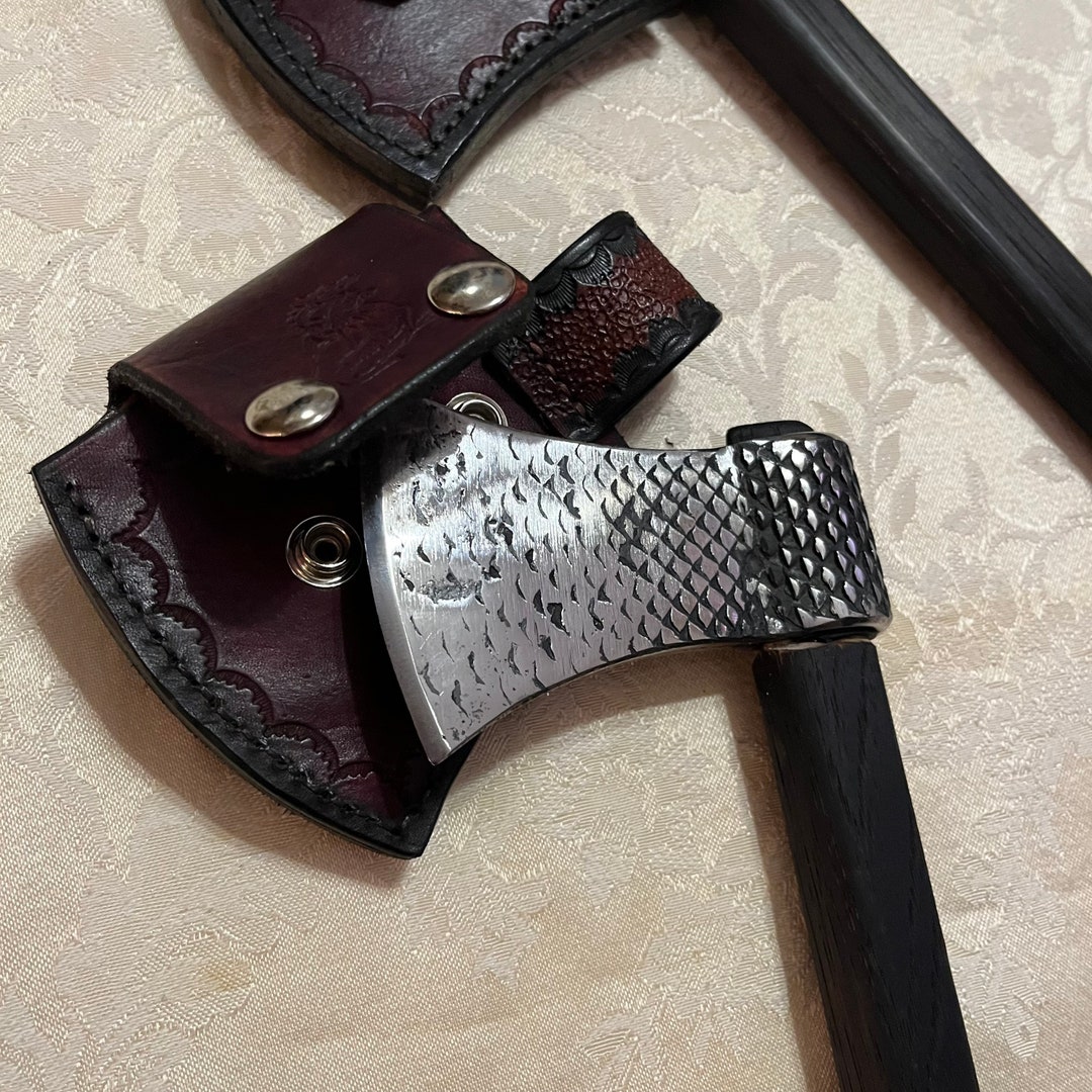 Hand Forged Dragon Snout Special Design Axe With Handmade Tooled Sheath ...