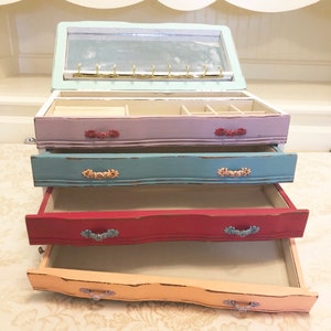 Hand Painted Chest Distressed Box Colorful Jewelry Storage Chest Bold ...