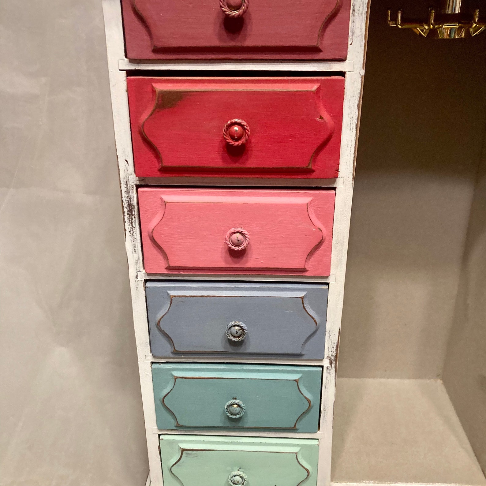 Hand Painted Chest Distressed Box Unique White and Black Rose Paper ...