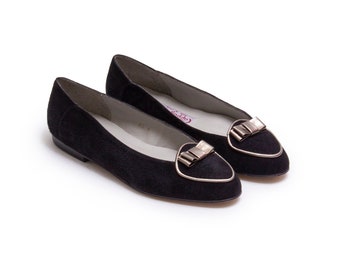 Vintage 1980s Leather Flats, 80s Blue and White Slip Ons by Pappagallo ...