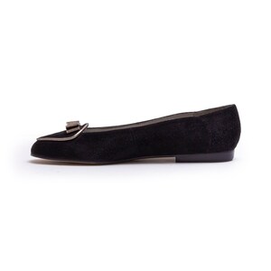 Vintage 1980s New Old Stock Suede Flats, Black and Silver 80s Slip on ...