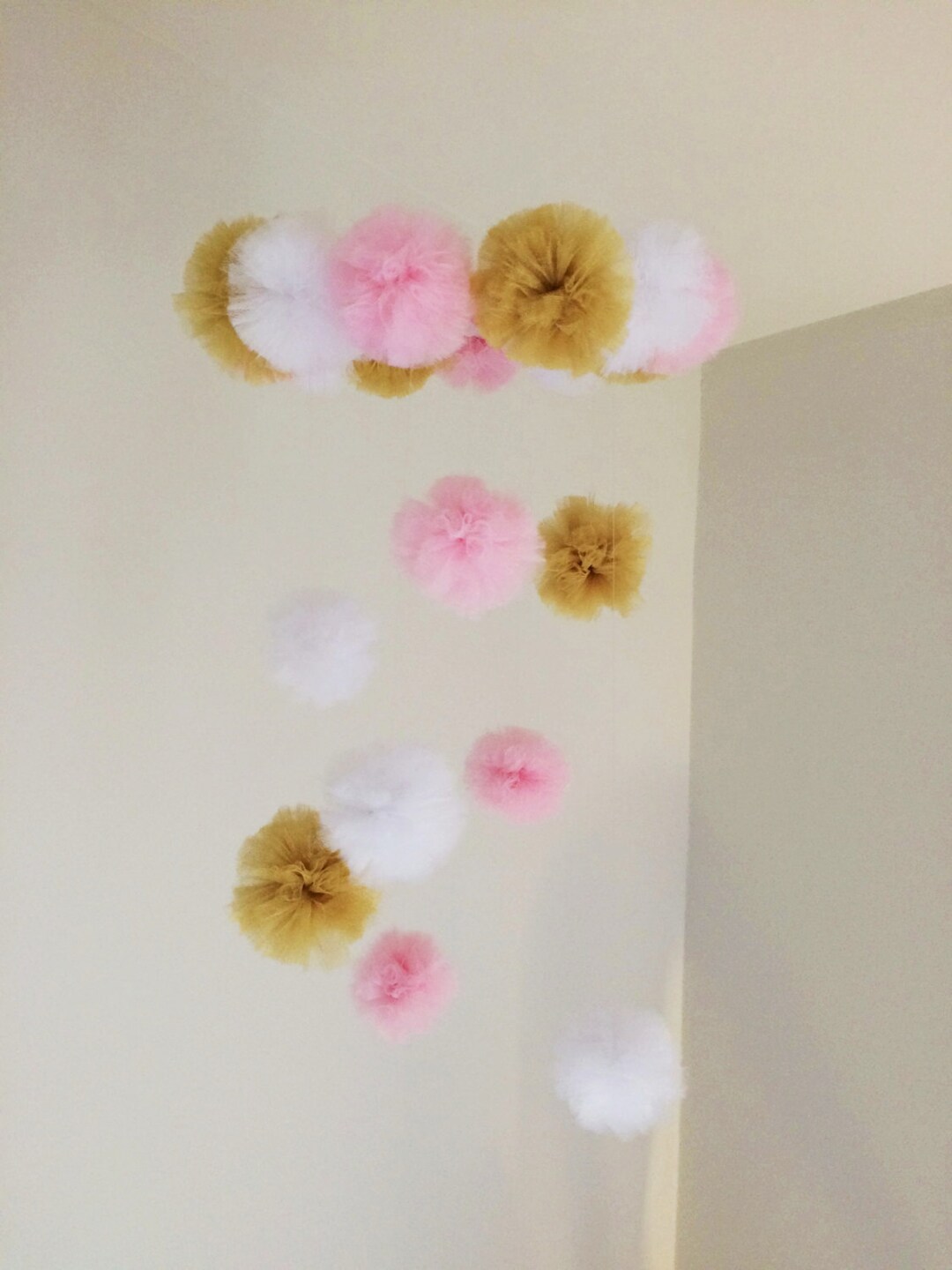 Pom Pom Baby Mobile, Available in Other Colors, Puffball Baby Mobile ...
