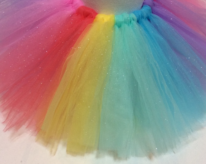 Pastel Rainbow Glitter Tutu, Rainbow Tutu, Tutu, Birthday Tutu, Fun Run ...