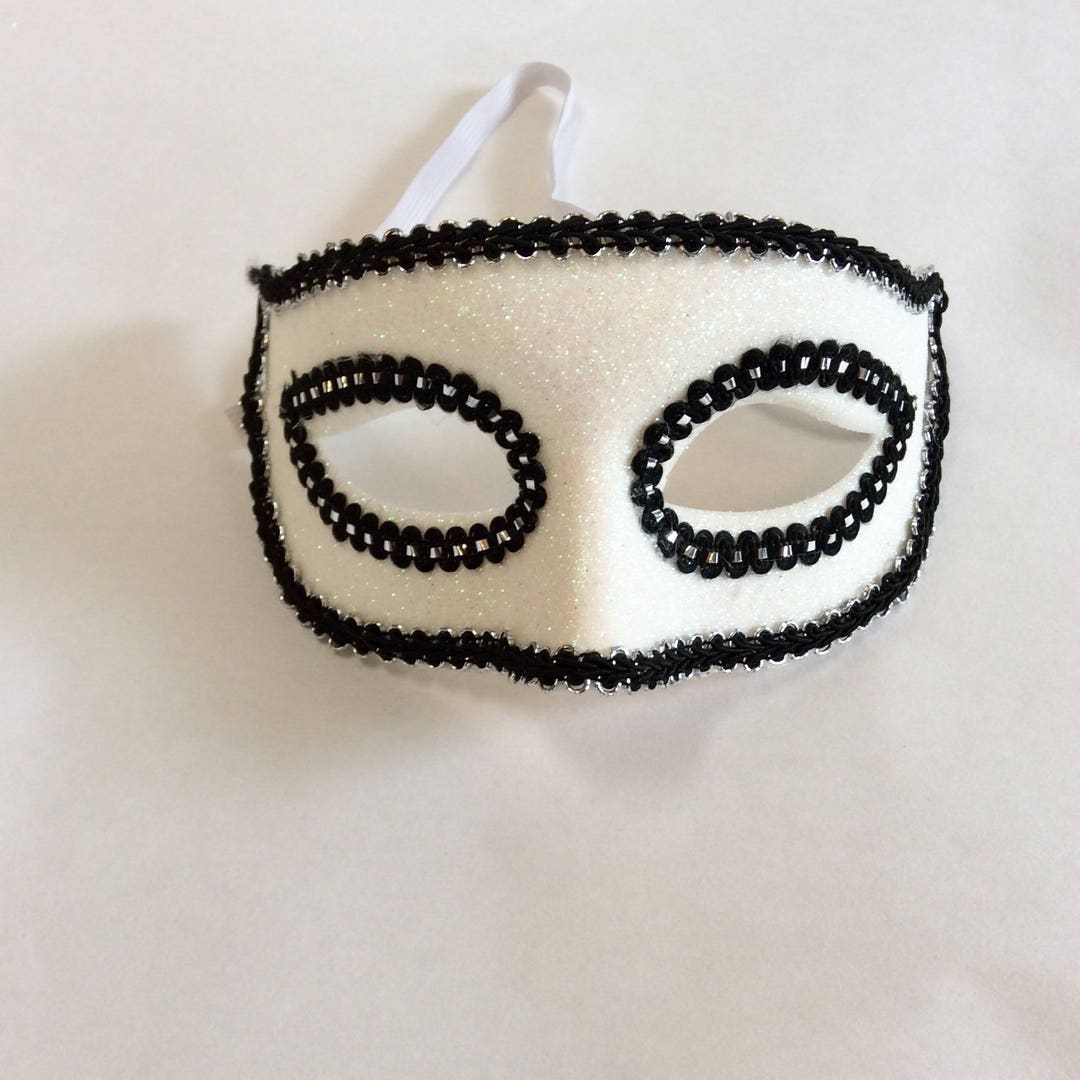Black White Masquerade Mask, White Glitter Mask, Glitter Mask ...