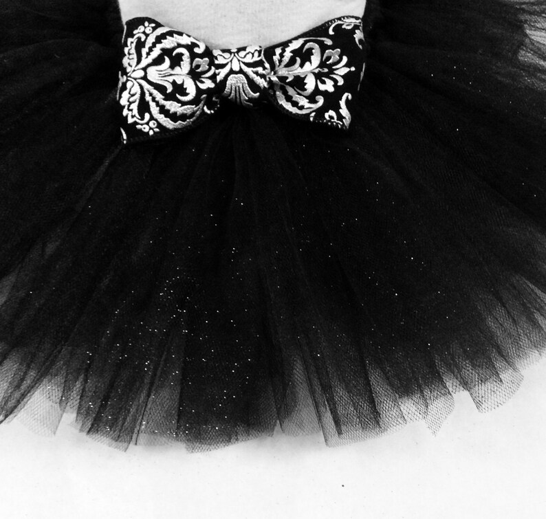 Black Glitter Tutu With Black Silver Bow, Glitter Tutu, Newborn Tutu ...