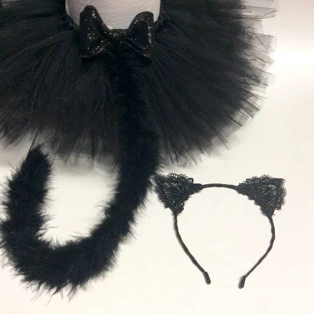 Black Cat Costume, Lace Cat Ears, Adult Cat Costume, Baby Cat Costume ...