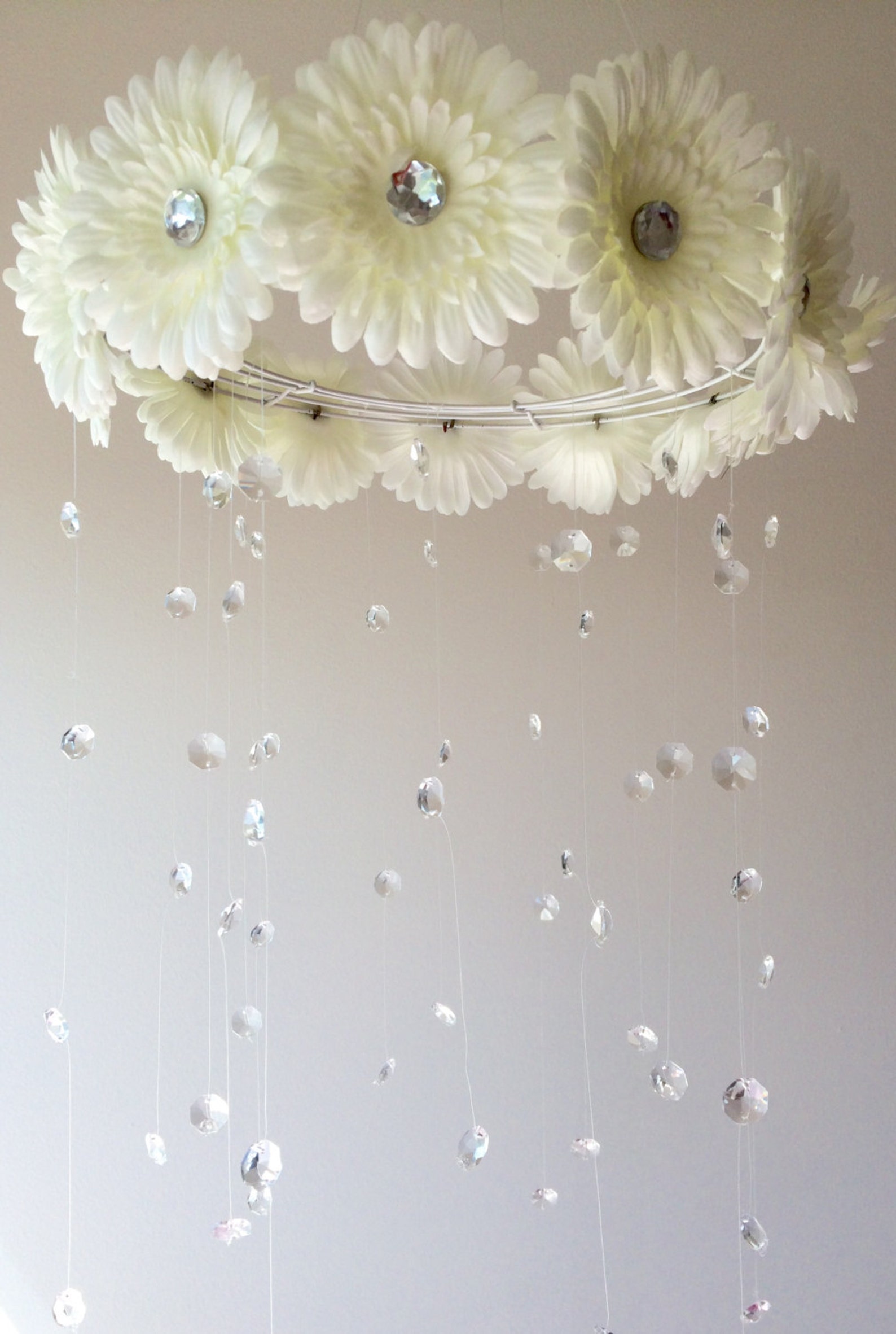 Flower Baby Mobile Baby Girl Mobile White Mobile Baby - Etsy