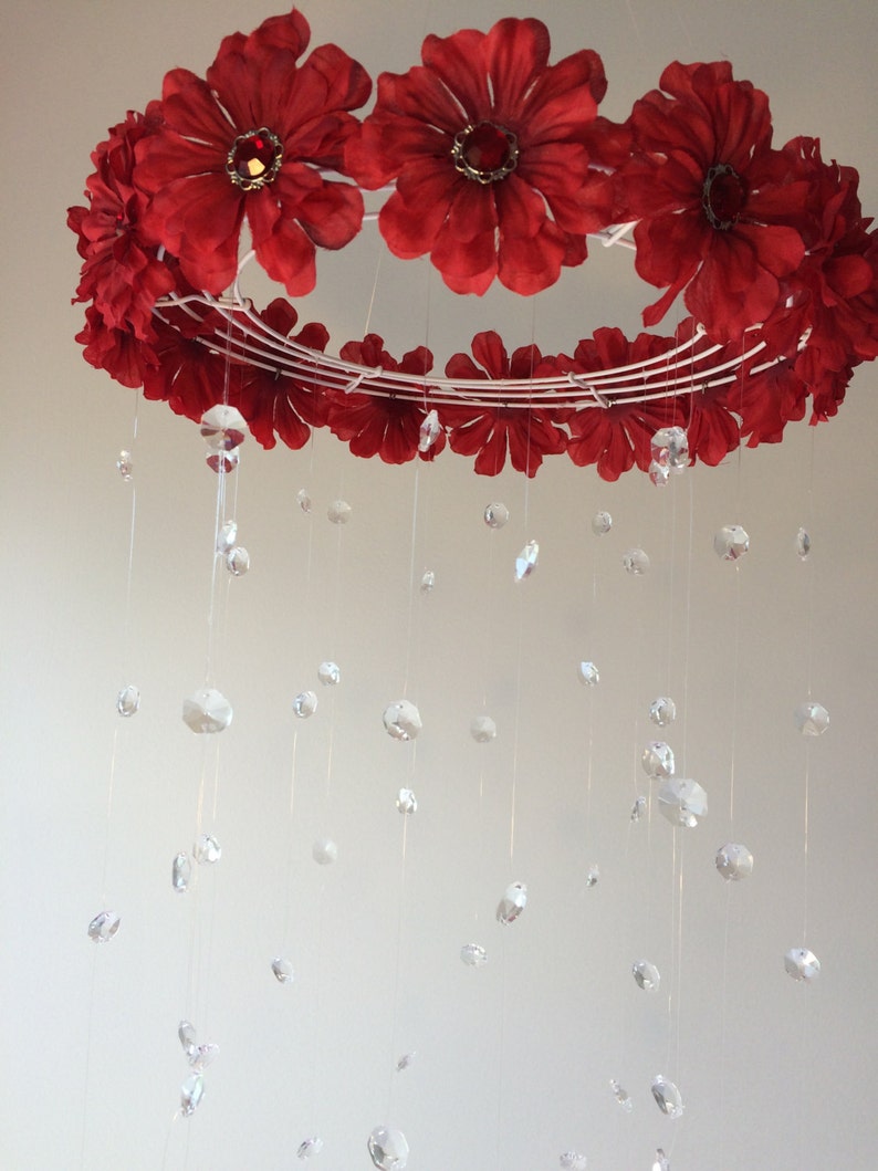 Red Baby Mobile, Baby Girl Mobile, Red Mobile, Baby Mobile, Red Flower ...