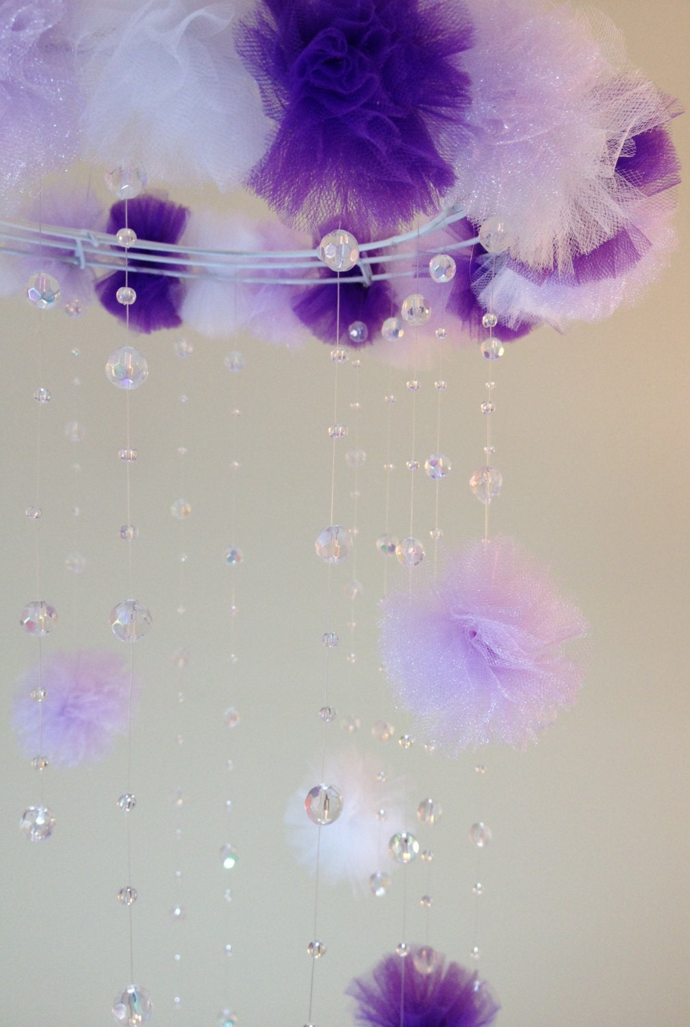 Crystal Baby Mobile, Purple Baby Mobile, Pom Pom Mobile, Baby Mobile ...