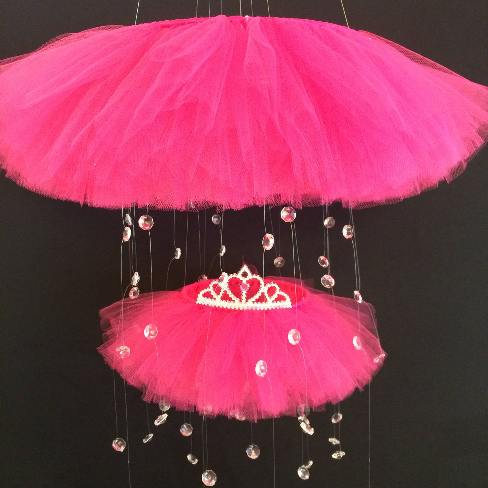 Hot Pink Tutu Crystal Mobile Ballerina Mobile Princess - Etsy